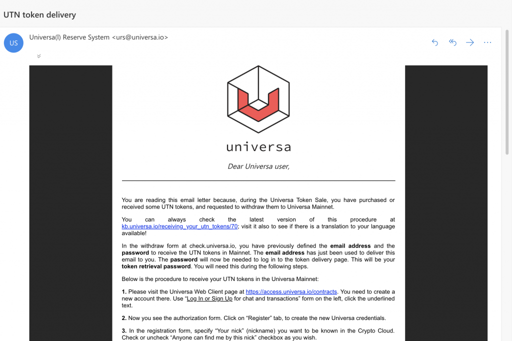 Universa: MainNet accounts, token withdrawals and swapping. A how-to-guide.